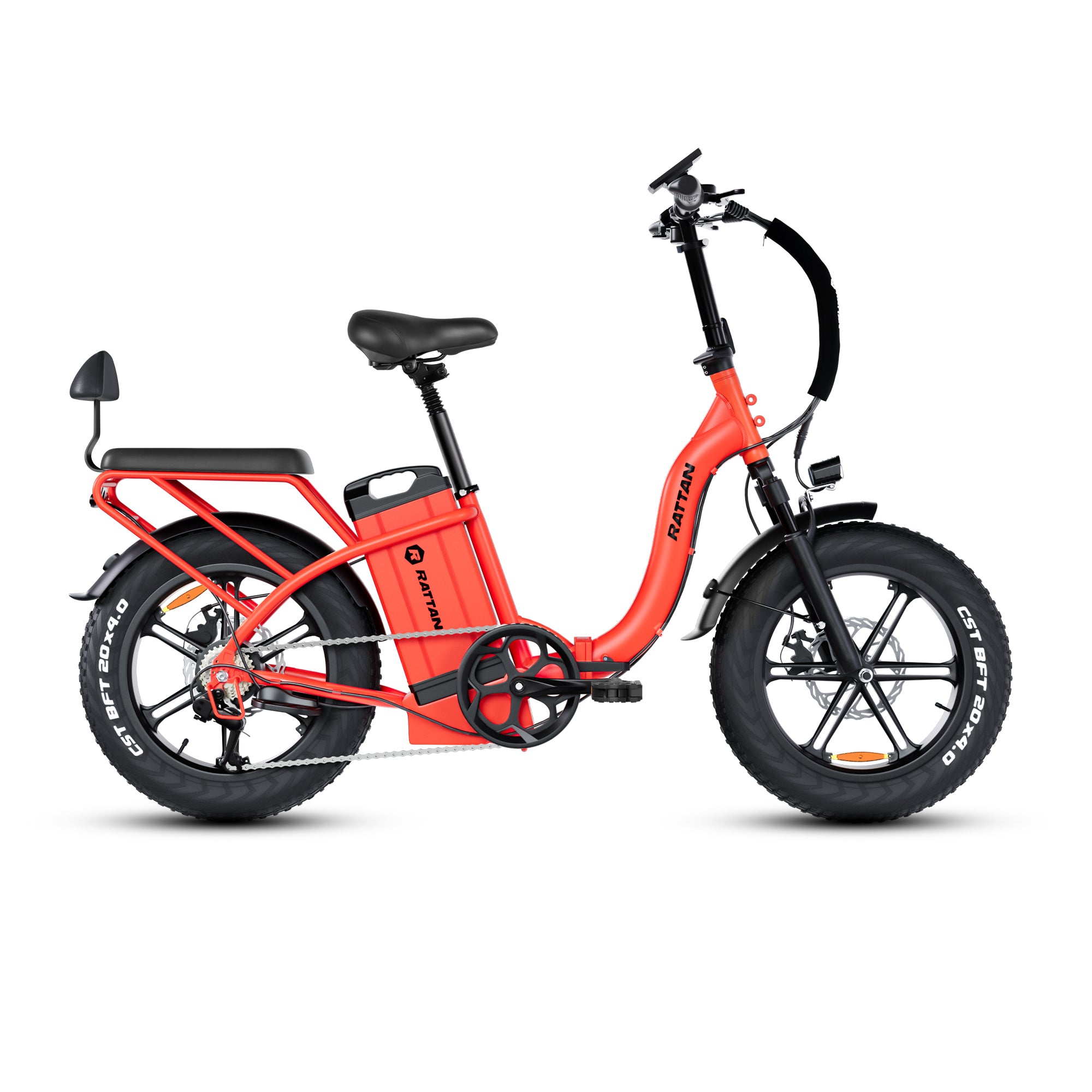 Rattan Foldable Ebikes 40.5AH Removable Battery 20" x 4.0 Fat Tire